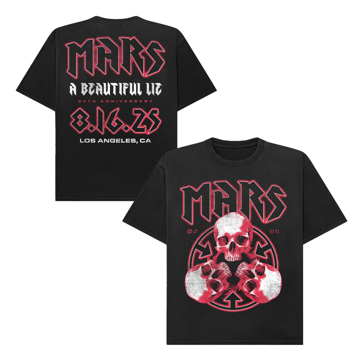 A Beautiful Lie 20th Anniversary 3 Skull Tee – Thirty Seconds To Mars Store